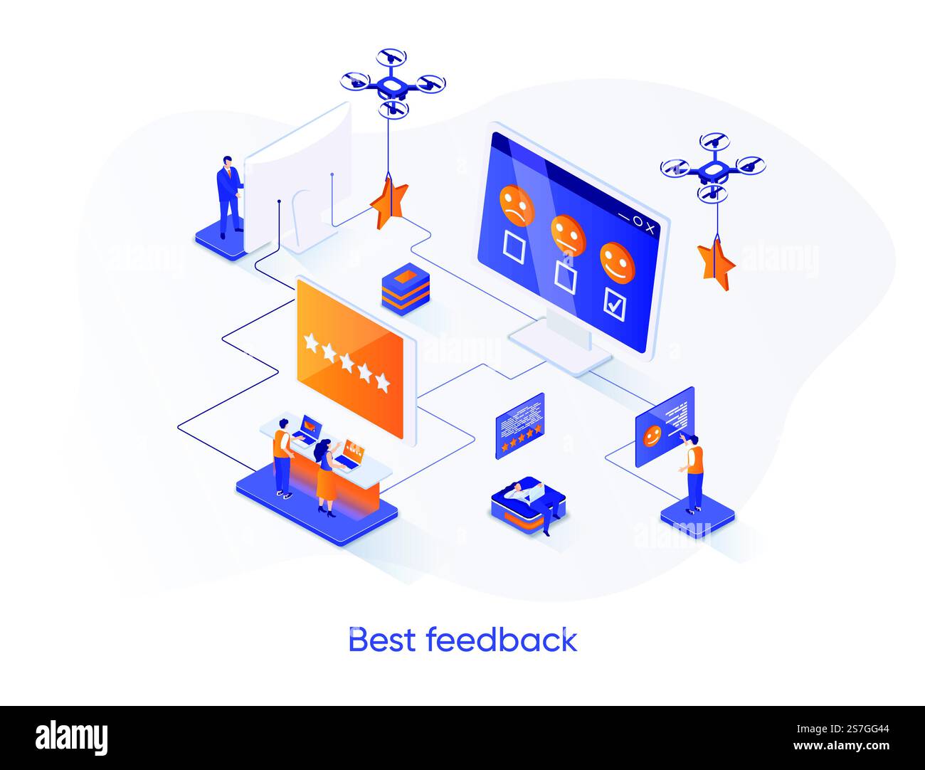 Best feedback isometric web banner. Online customers opinion, rating ...