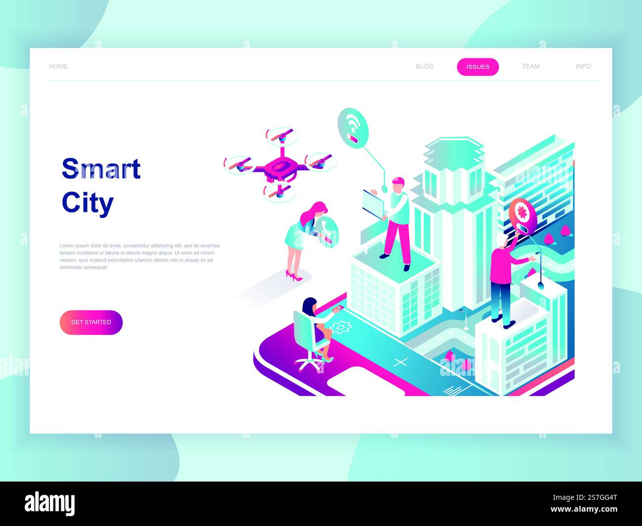 Modern flat design isometric concept of Smart City for banner and ...