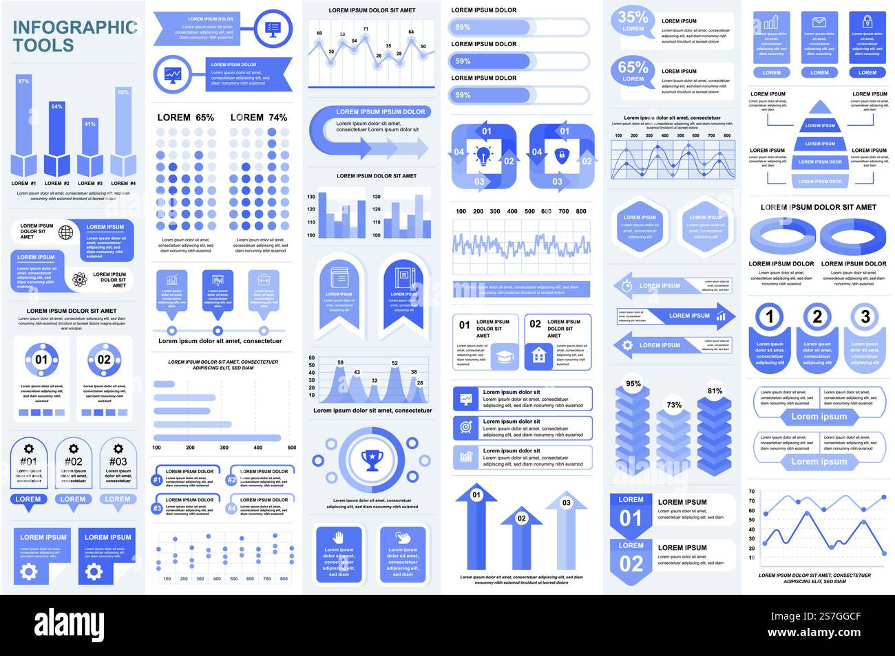 Bundle infographic elements data visualization vector design template ...
