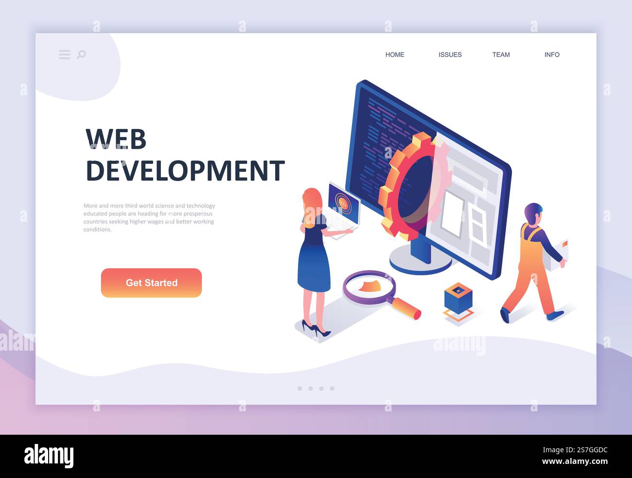 Modern Flat Design Isometric Concept Of Web Development Decorated People Character For Website