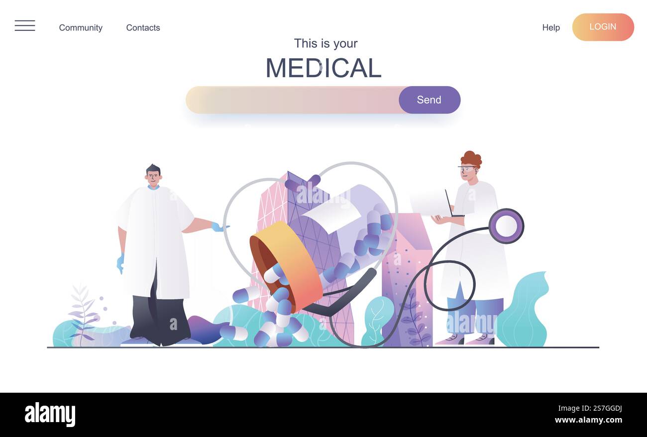 Medical web concept for landing page. Doctors diagnose patients and ...