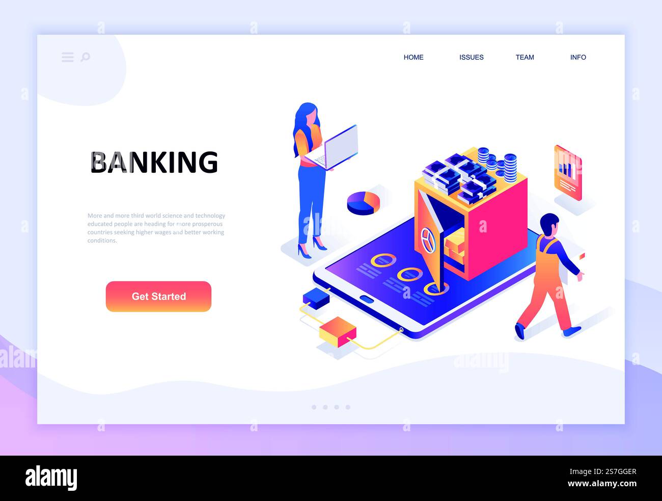 Modern flat design isometric concept of Online Banking decorated people ...
