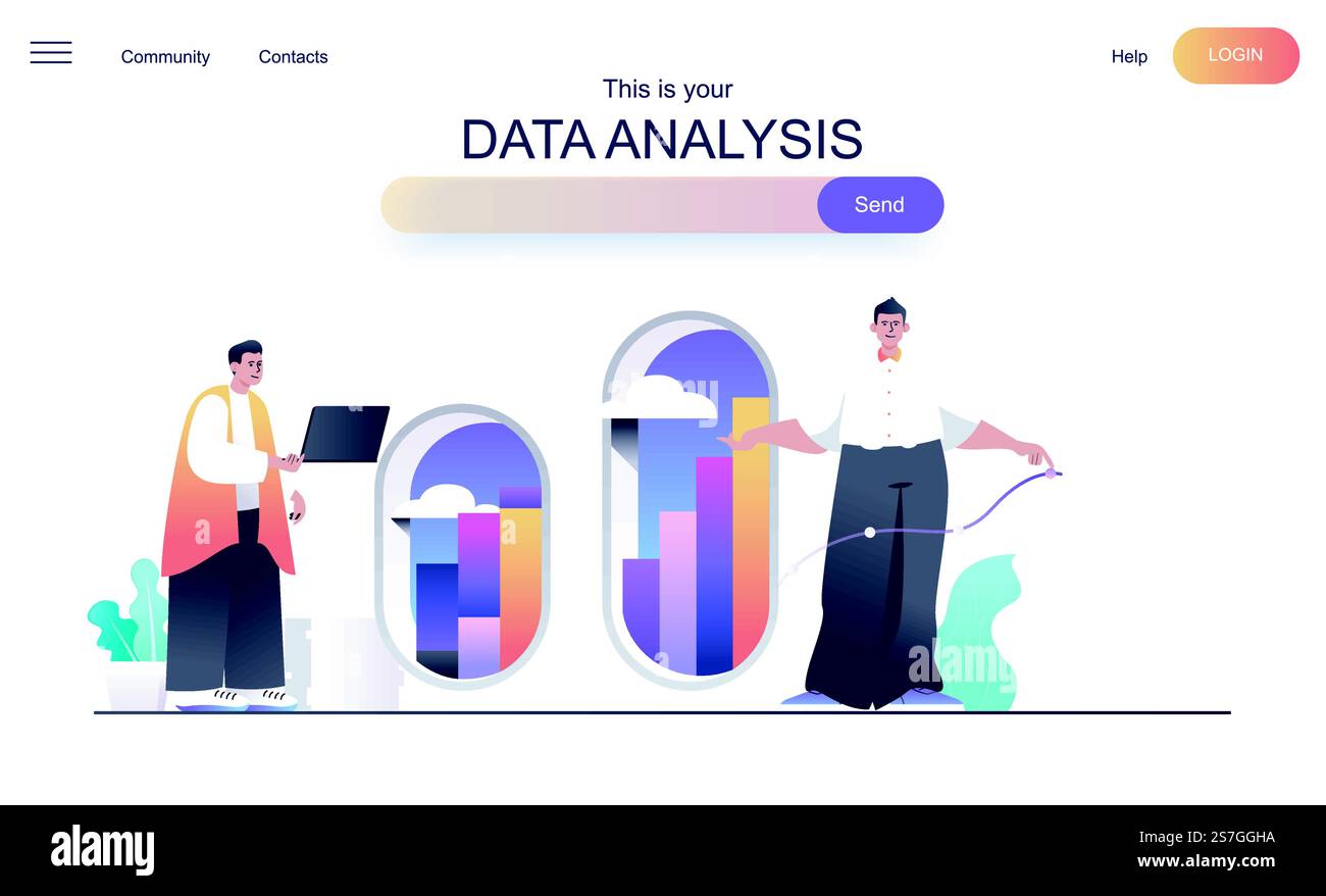 Data analysis web concept for landing page. Analysts research ...