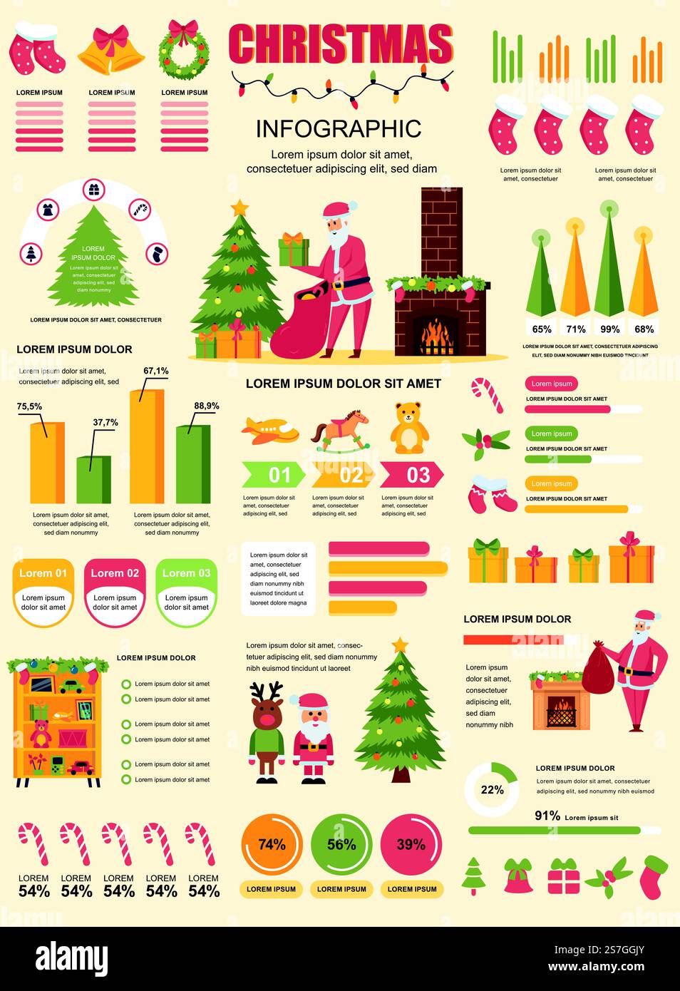 Christmas banner with infographic elements. Holiday poster template ...