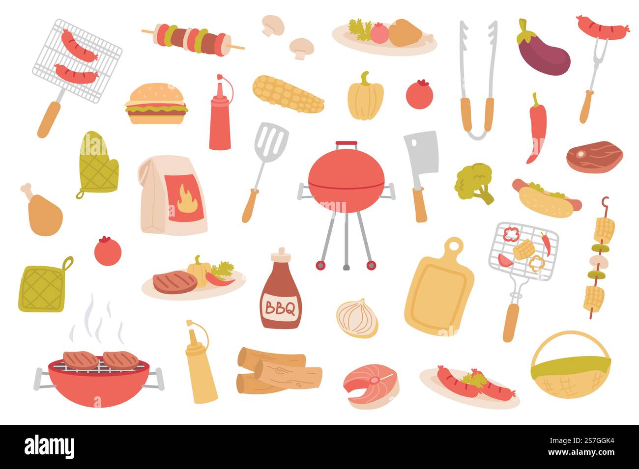 Barbeque picnic isolated objects set collection of bbq party hi-res ...