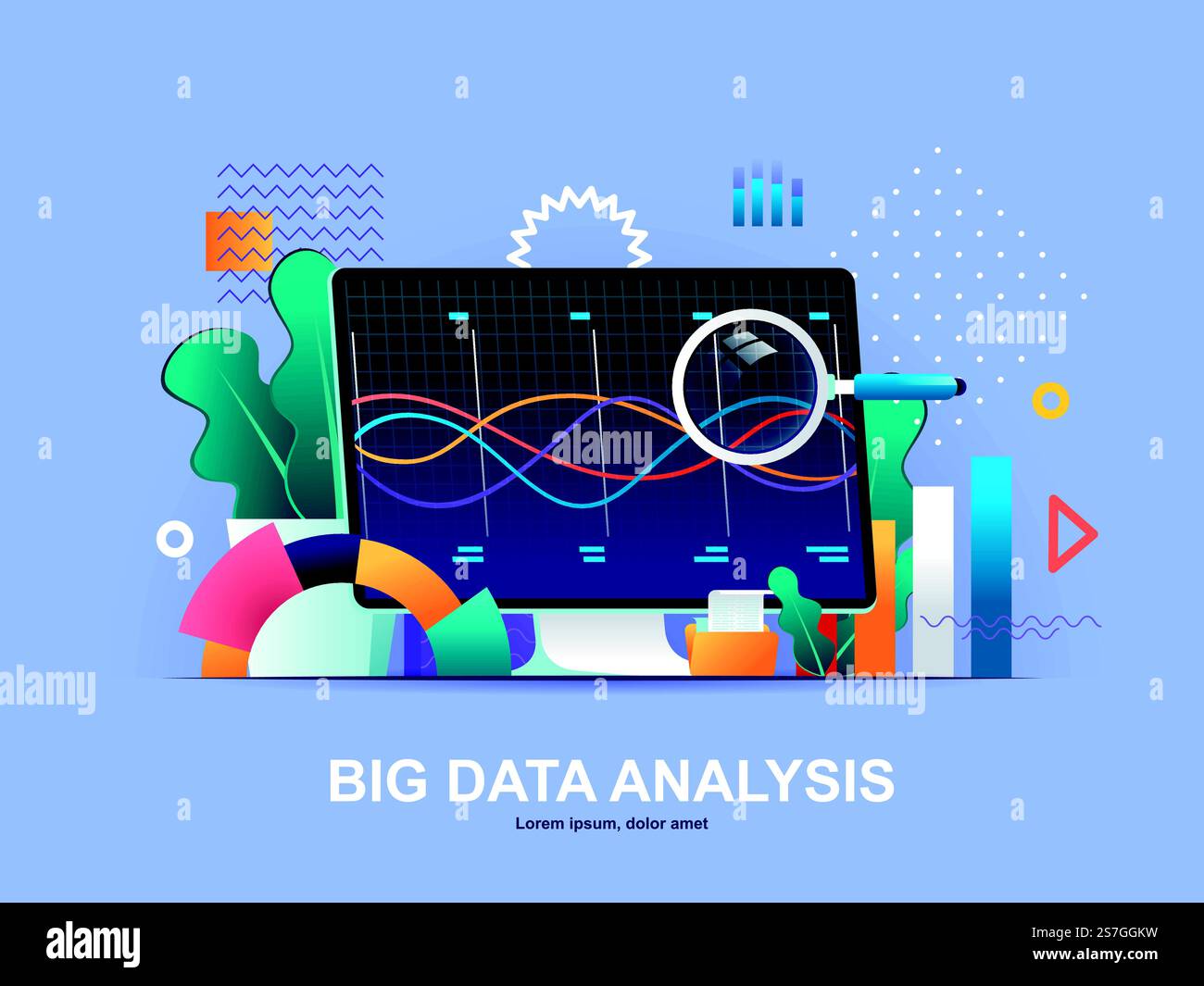 Big data analysis flat concept with gradients online analysis tools hi-res stock photography and ...