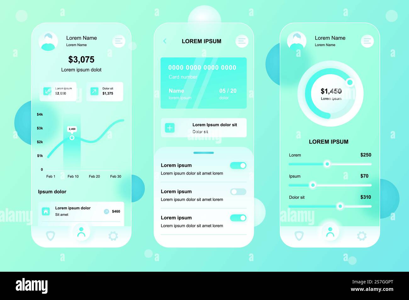 Online banking neumorphic elements kit for mobile app. Accounting in ...