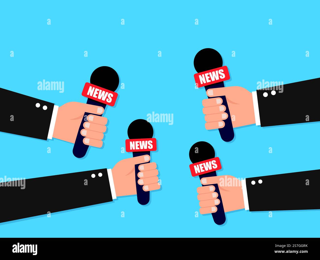 Journalism concept . Hands holding microphones. Hand with microphone ...