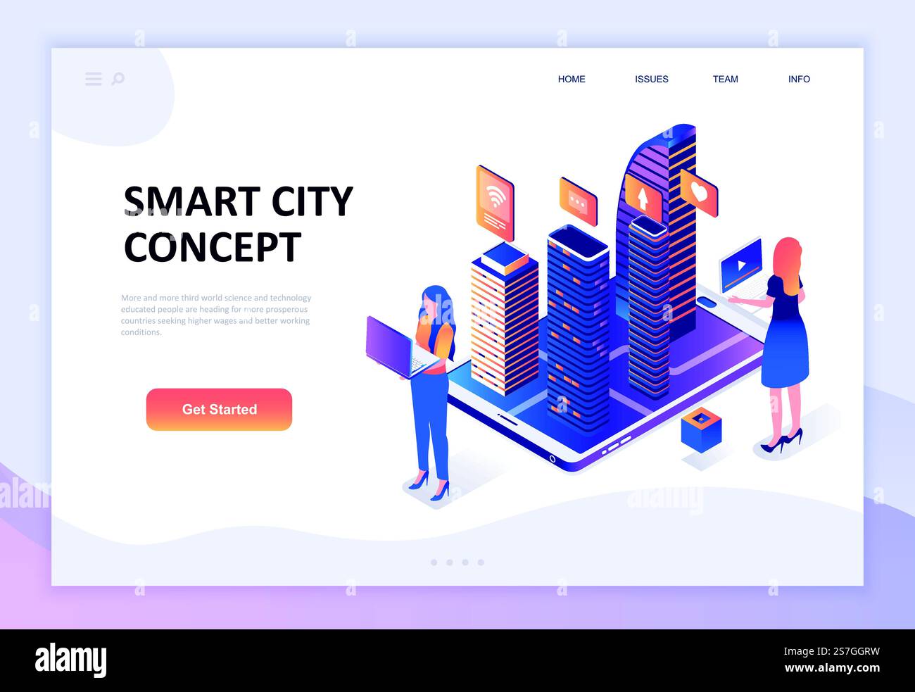 Modern flat design isometric concept of Smart City Technology decorated ...