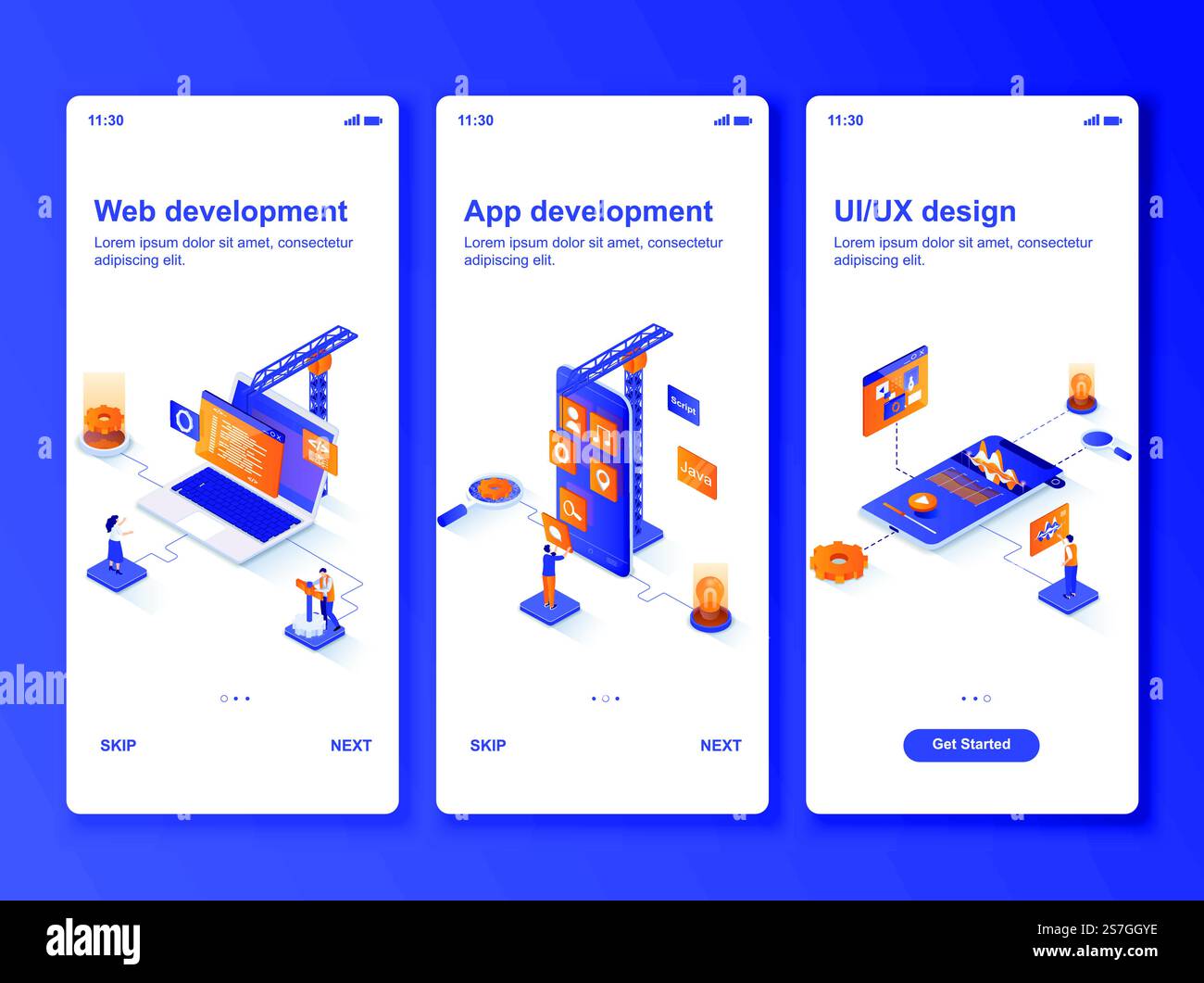 Web development isometric GUI design kit. App development, UI UX ...