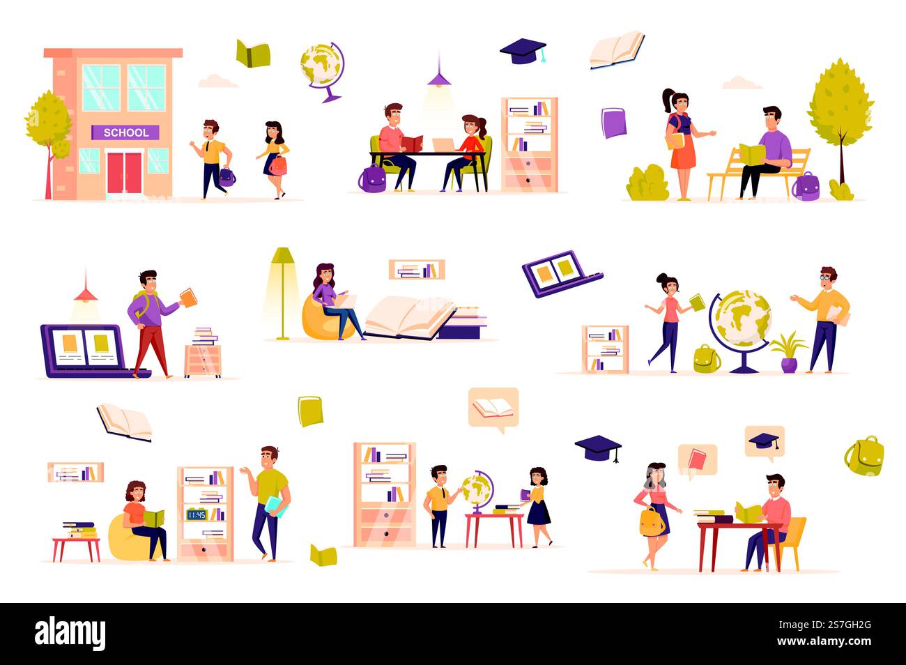 Distance learning bundle of flat scenes. Self education isolated set ...