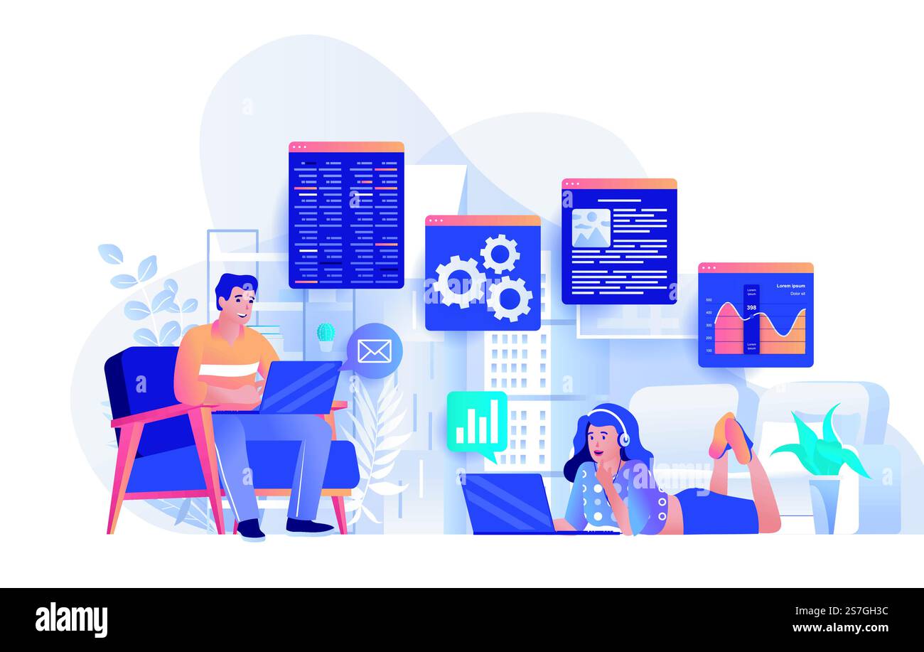 Busy work environment Stock Vector Images - Alamy