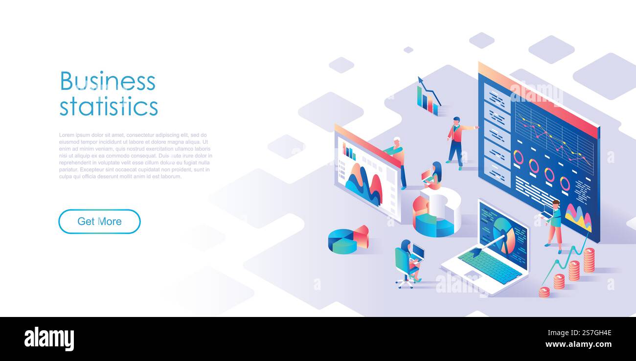 Modern flat design isometric concept of Business Statistic for banner ...