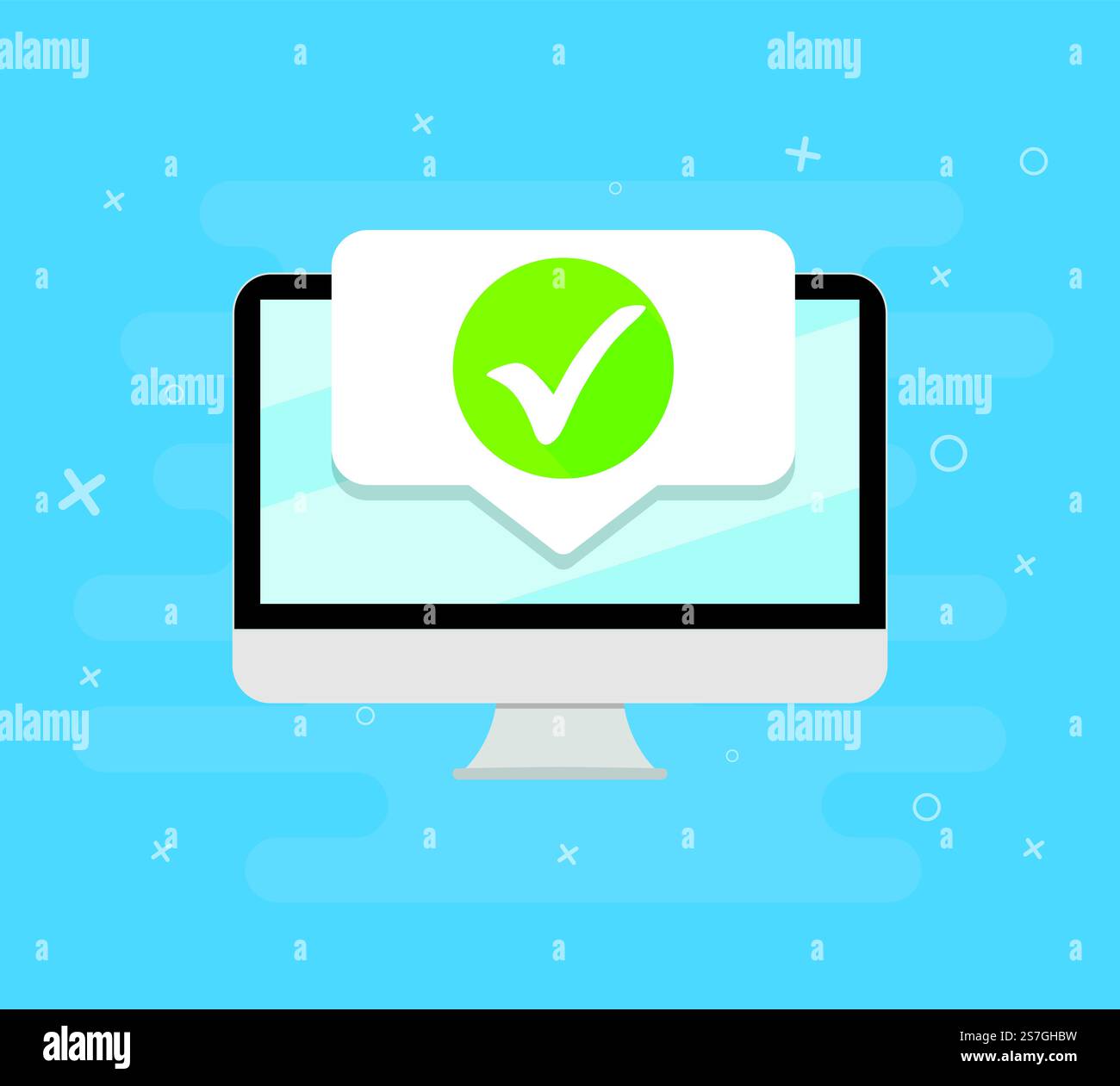 Pc with checkmark vector illustration, flat design Stock Vector Image ...