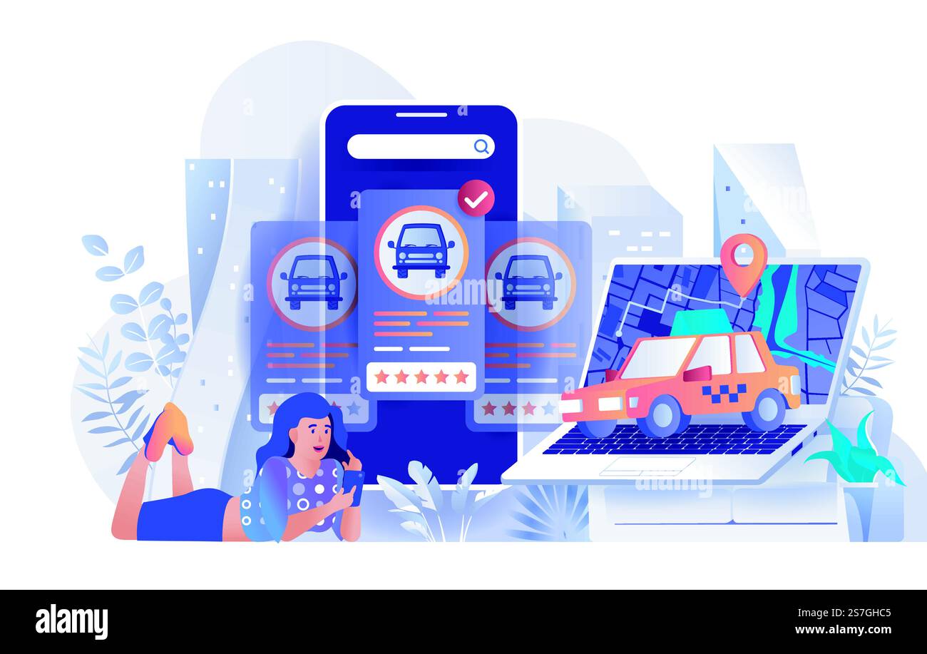 Woman driver using car Stock Vector Images - Alamy