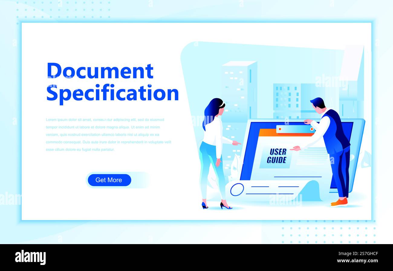 Document specification flat web page design template of homepage or header images decorated ...
