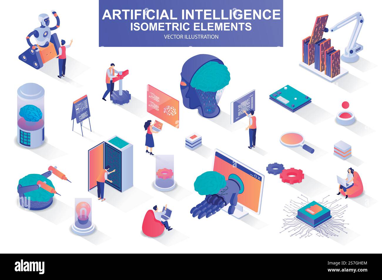 Artificial intelligence bundle of isometric elements. Electronic brain ...