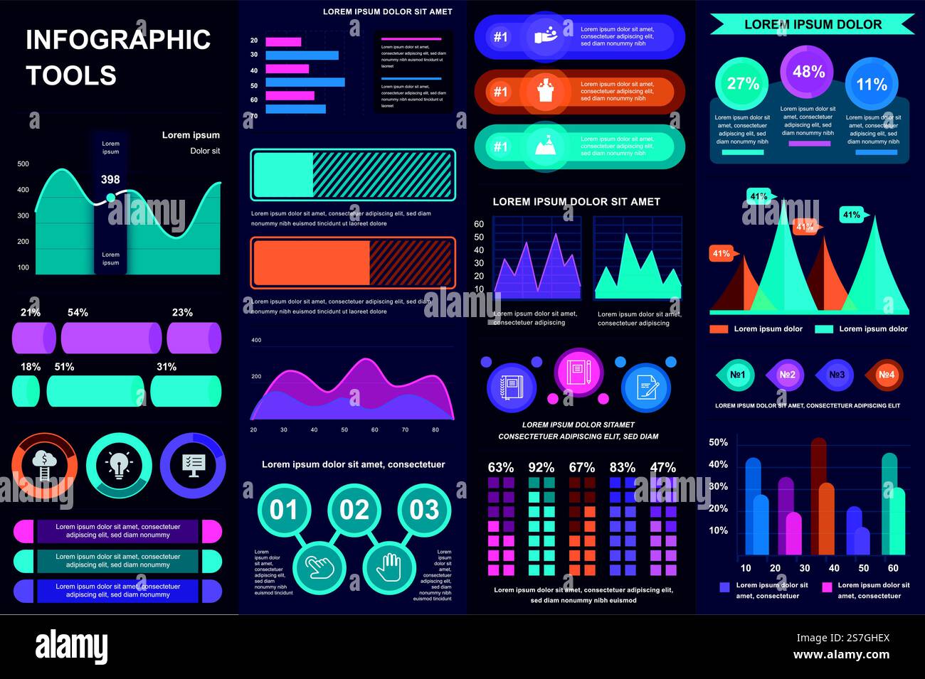 Bundle infographic UI, UX, KIT elements. Different charts, diagrams ...