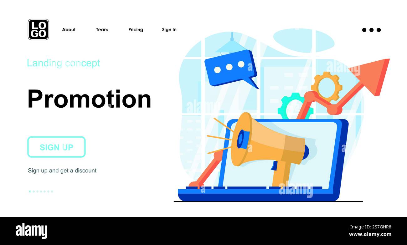 Promotion web concept. Advertising campaign for new business ...