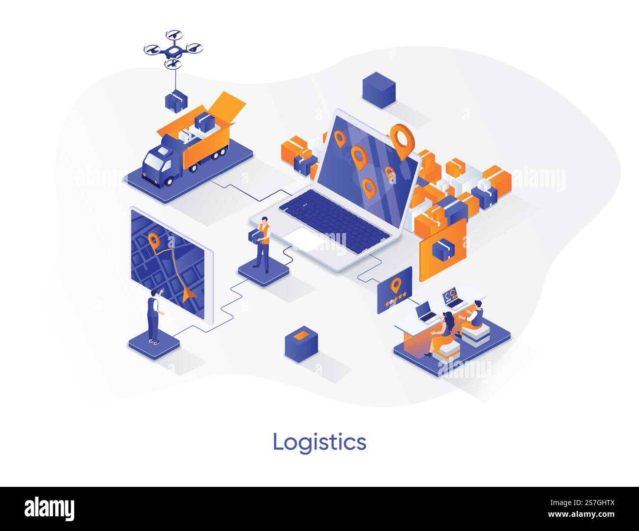Logistics isometric web banner. Express delivery, logistics company ...