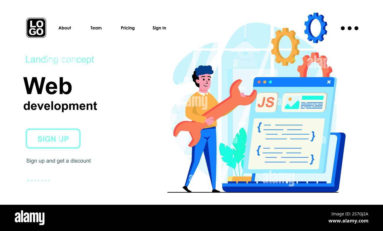 Web Development Concept Developer Creates Layout Of Webpage Coding Code Settings And