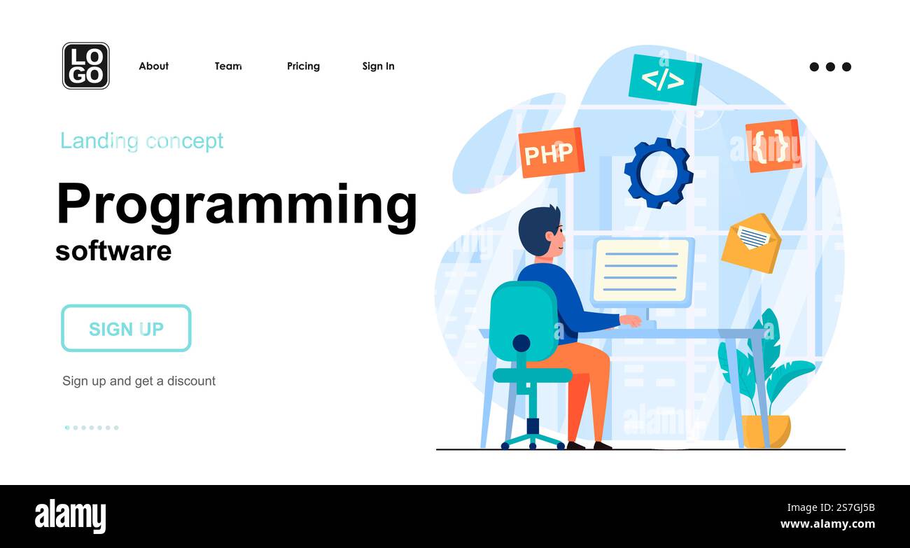 Programming Software Web Concept Programmer Develops Application
