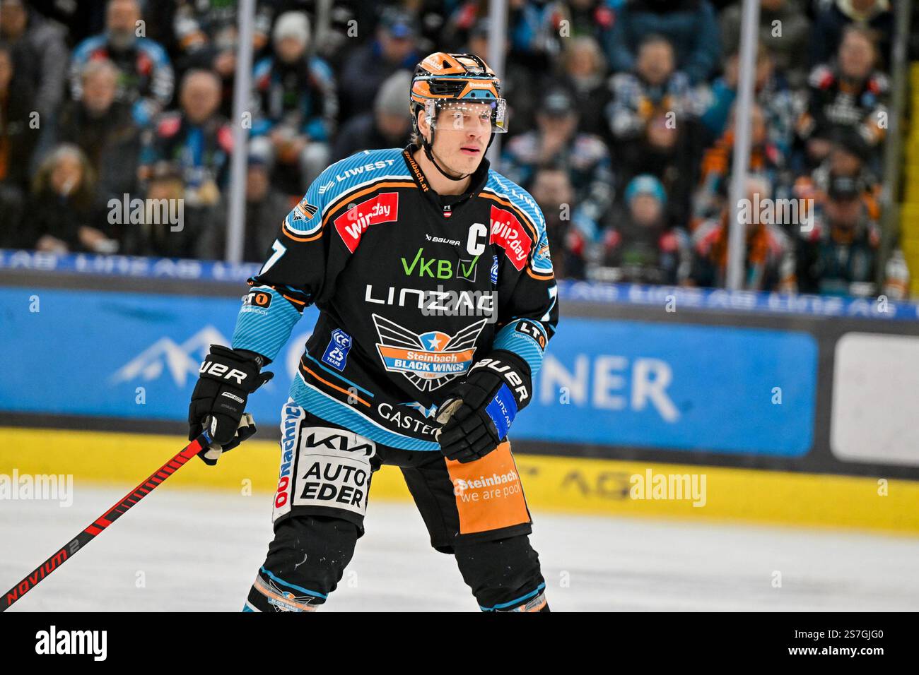 LINZ, AUSTRIA -JANUARY 19: Brian Lebler of Steinbach Black Wings Linz ...