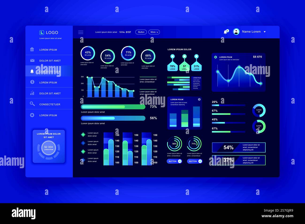 Dashboard UI. Admin panel vector design template with infographic elements, HUD diagram, info ...
