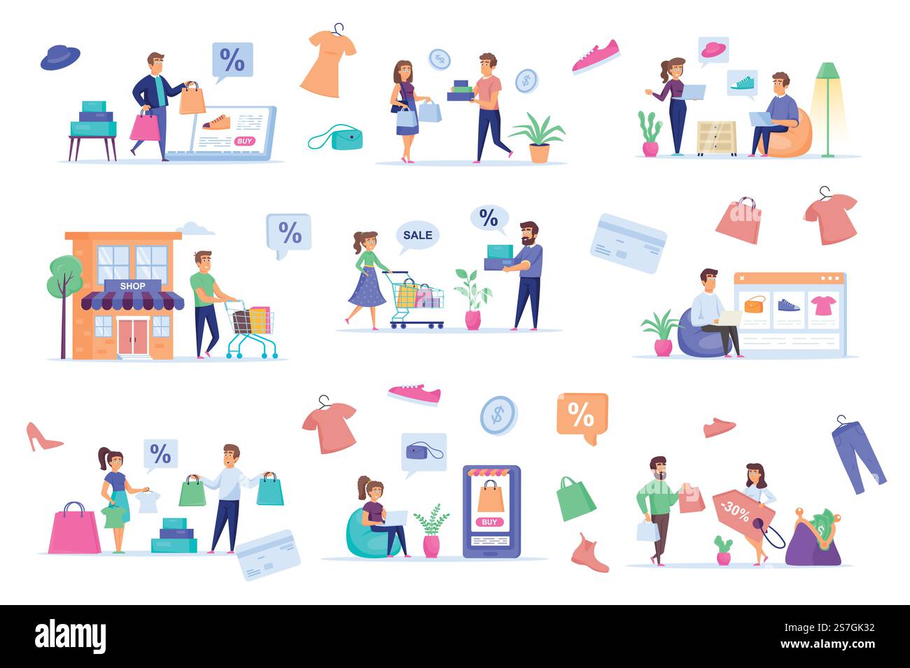 Shoppers shopping clothes in Cut Out Stock Images & Pictures - Alamy