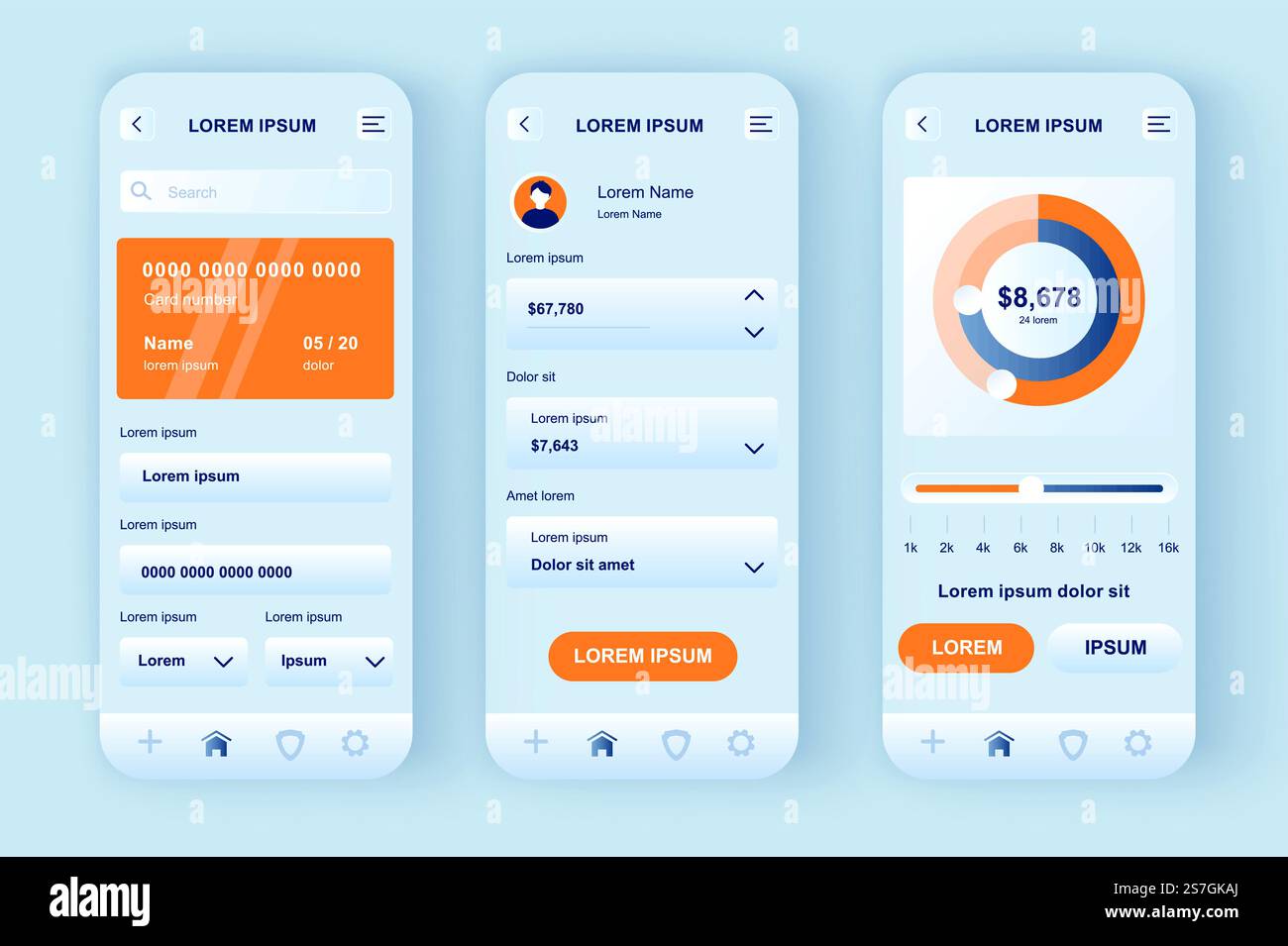 Online banking unique neomorphic design kit. Personal financial ...