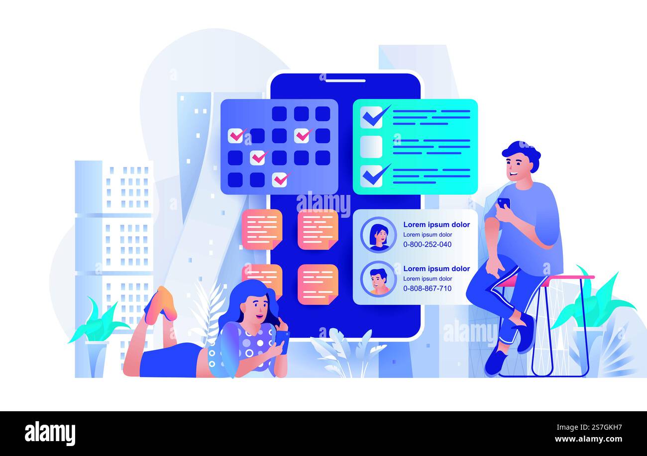 Mobile organizer concept in flat design. Application for file ...
