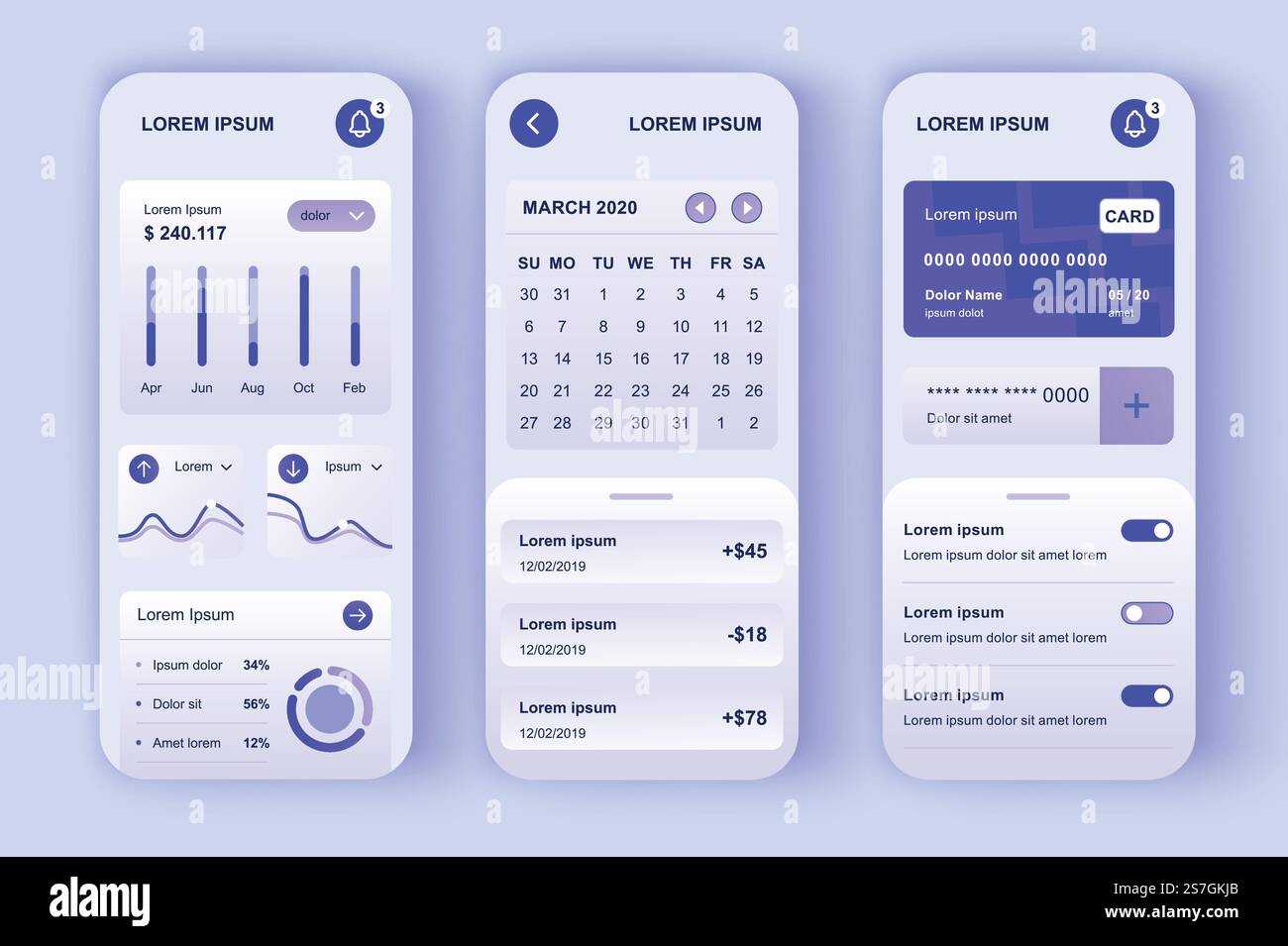 Finance manager unique neomorphic design kit. Tracking expenses app ...