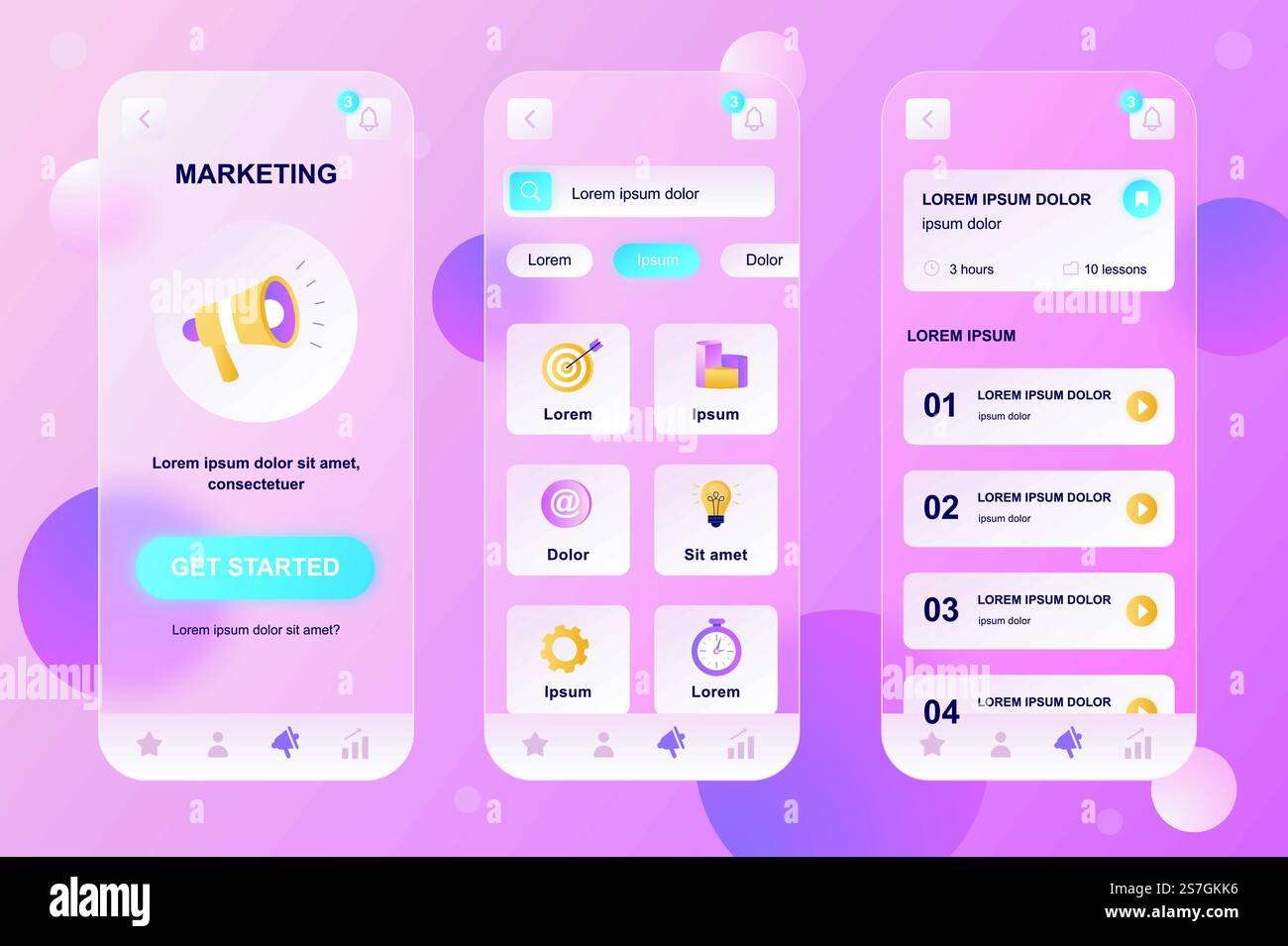 Marketing neumorphic elements kit for mobile app. Professional ...