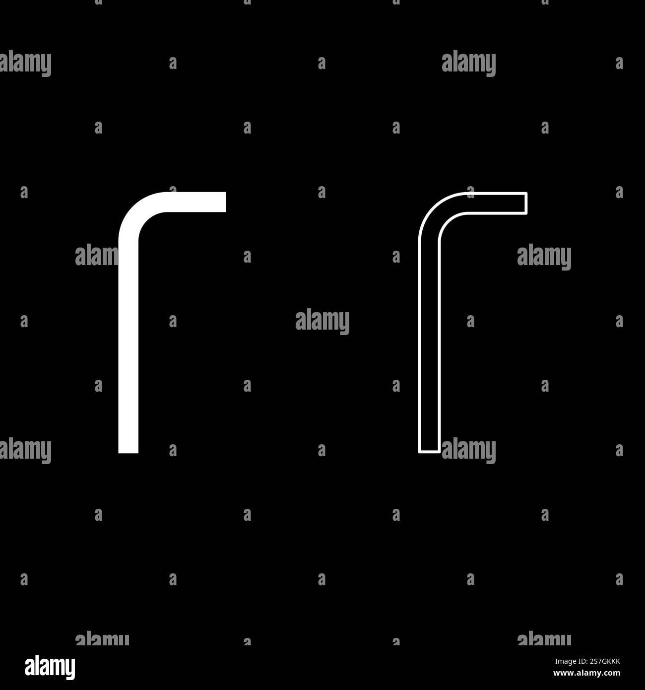 Hex key hex key wrenche tool fixing concept set icon white color vector ...