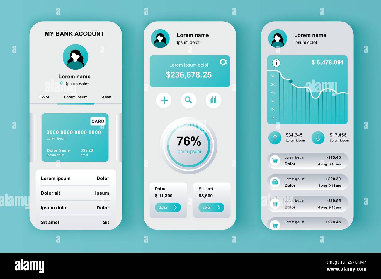 Online banking unique neomorphic design kit for app. Mobile wallet ...