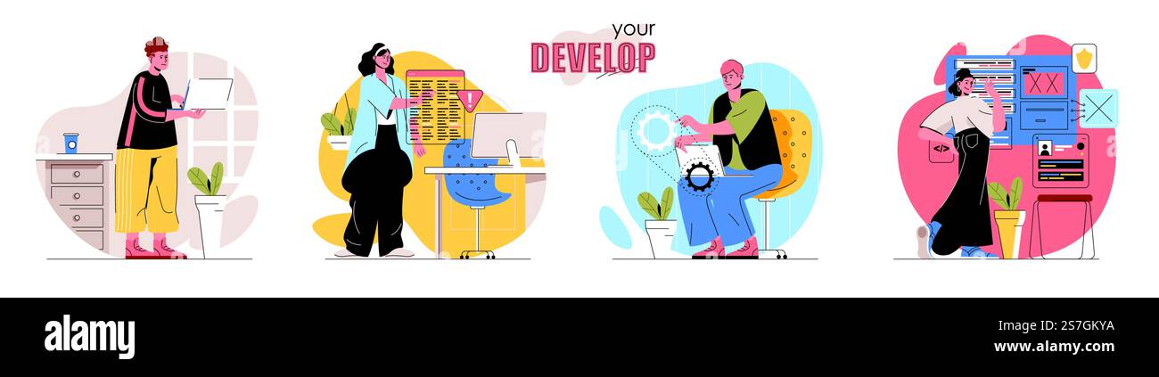 Develop Concept Scenes Set Developers Coding Programs Development