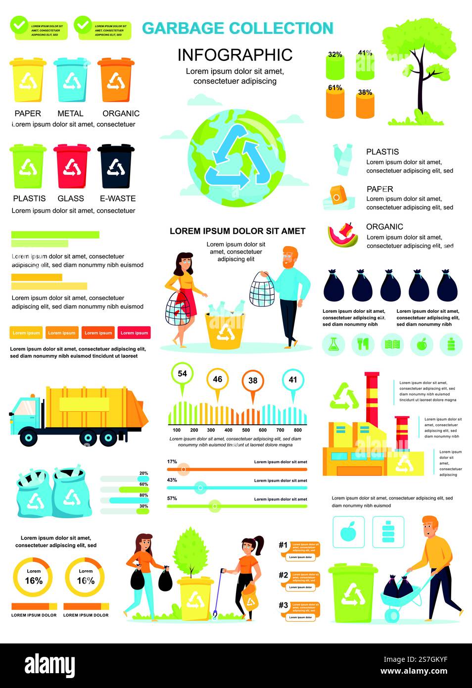 Garbage collection banner with infographic elements poster template ...