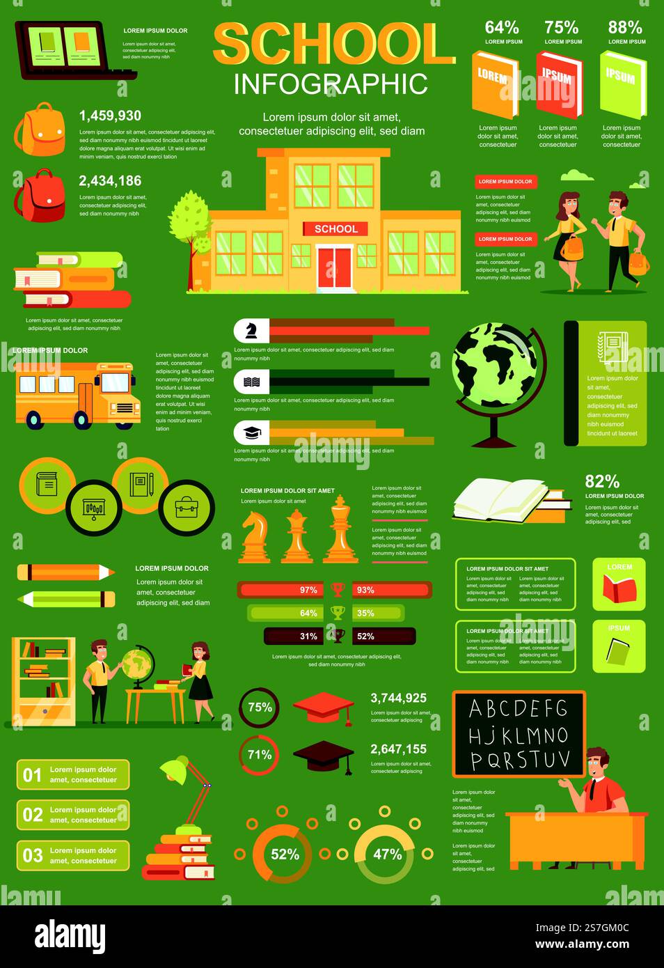 School banner with infographic elements. Education poster template with ...