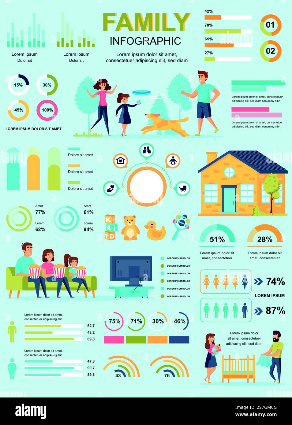 Family banner with infographic elements. Parenting poster template with ...