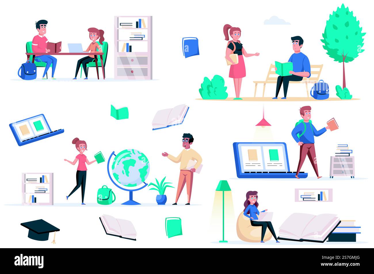 Back to school isolated elements set. Bundle of pupils in class ...