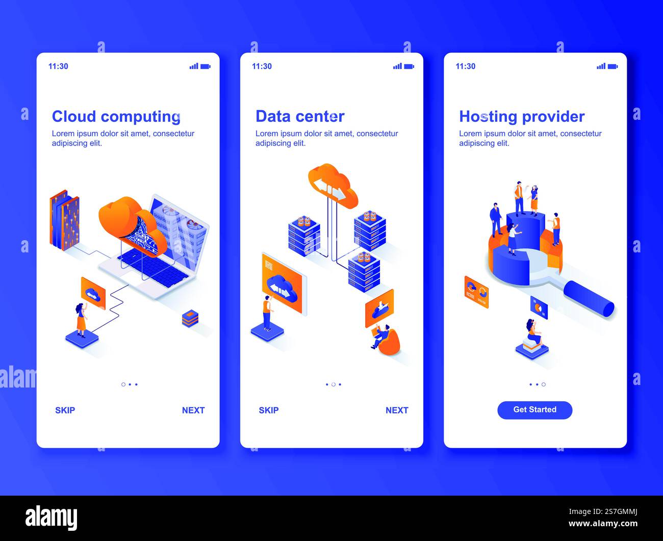 Data center isometric gui design kit cloud computing hi-res stock ...