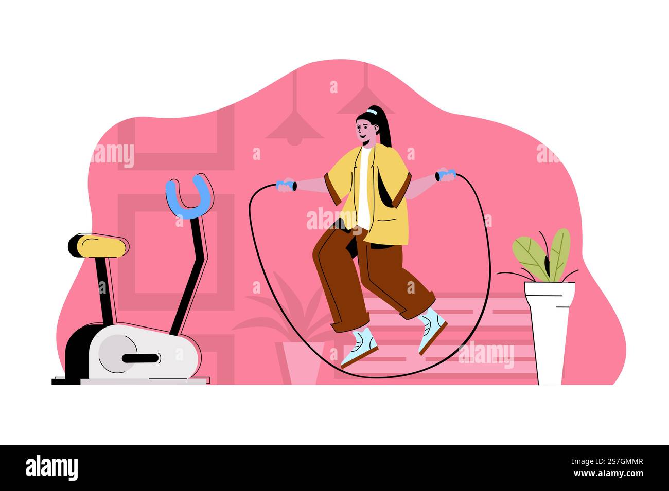 Active sport concept. Woman jumping rope. Cardio workout in gym ...