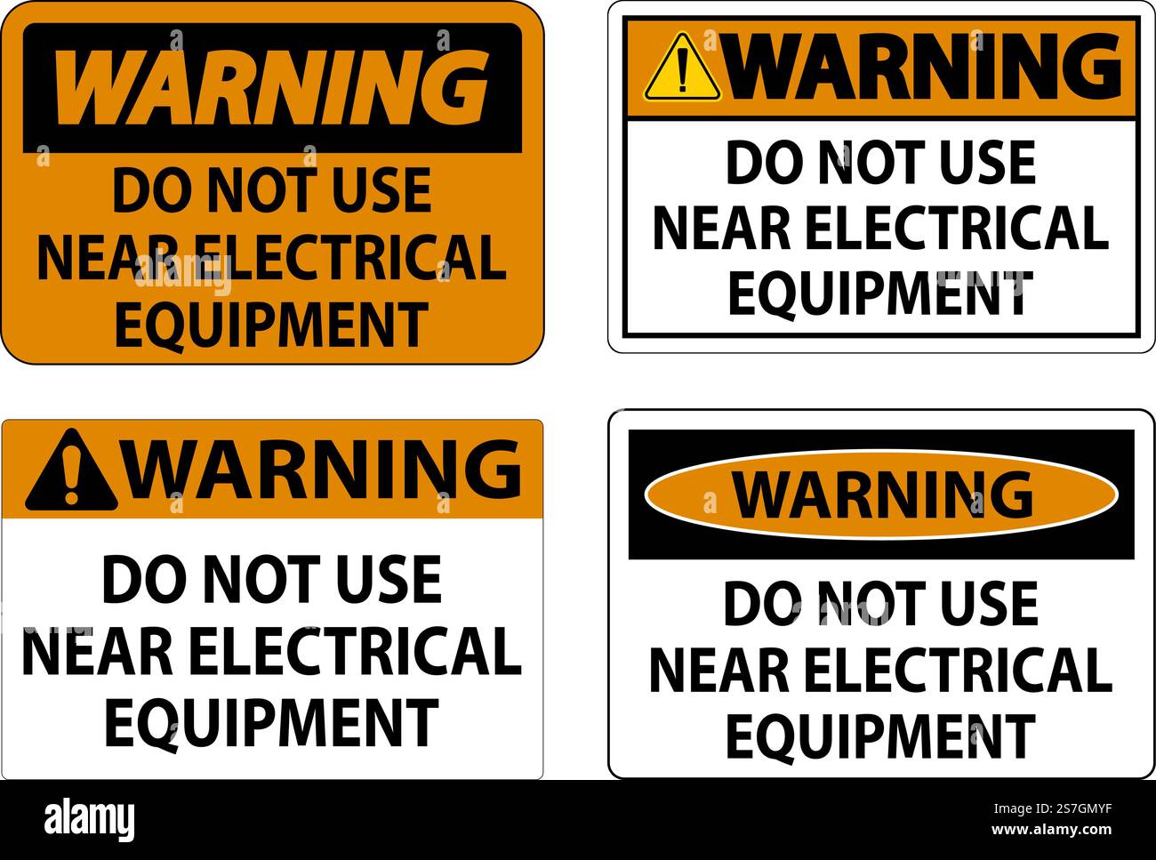 Warning Do Not Use Near Electrical Equipment Stock Vector Image & Art ...