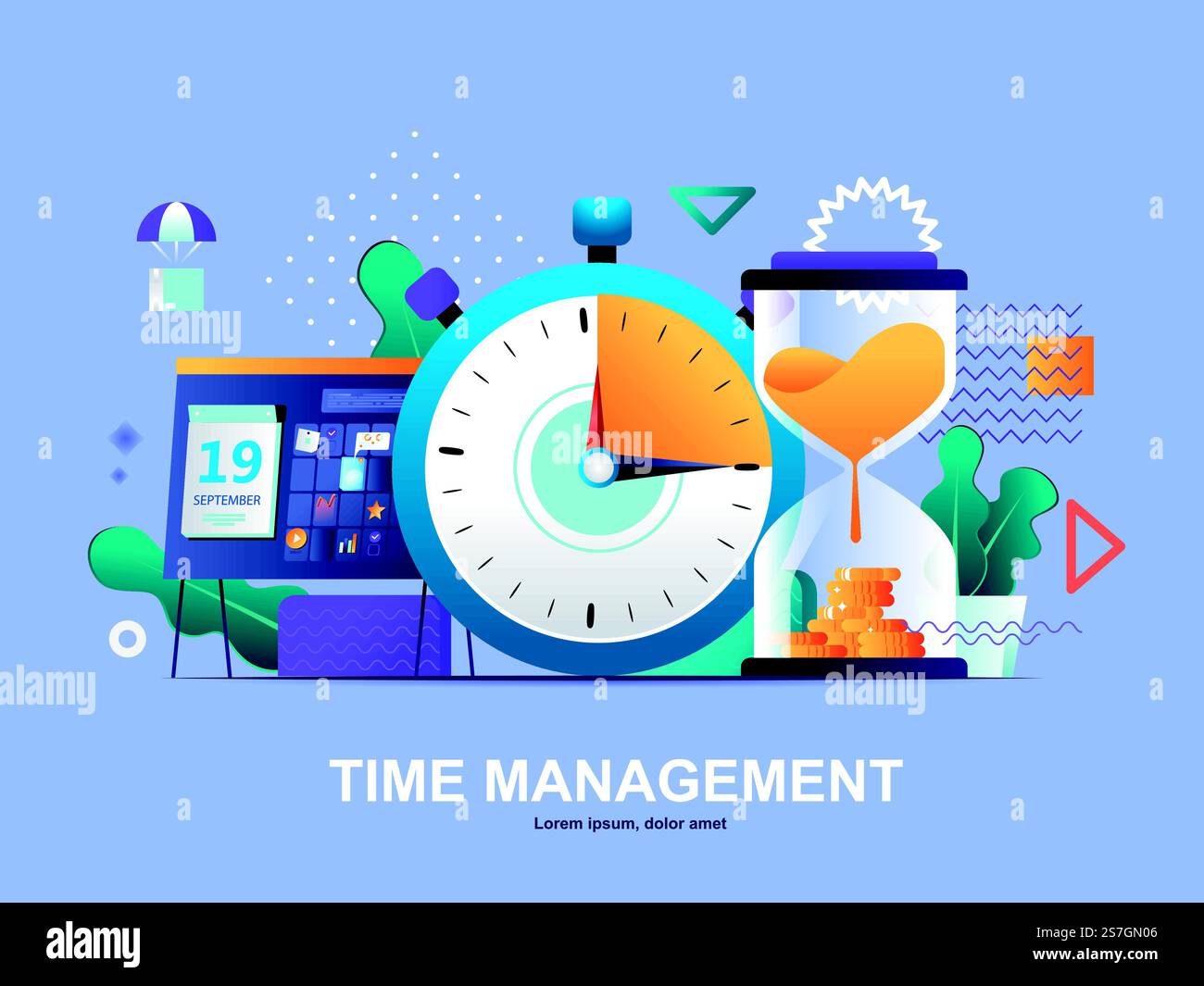 Time management flat concept with gradients. Effective planning ...