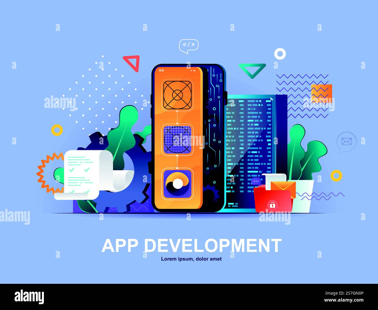 Programming software flat concept with gradients full stack software development hi-res stock ...