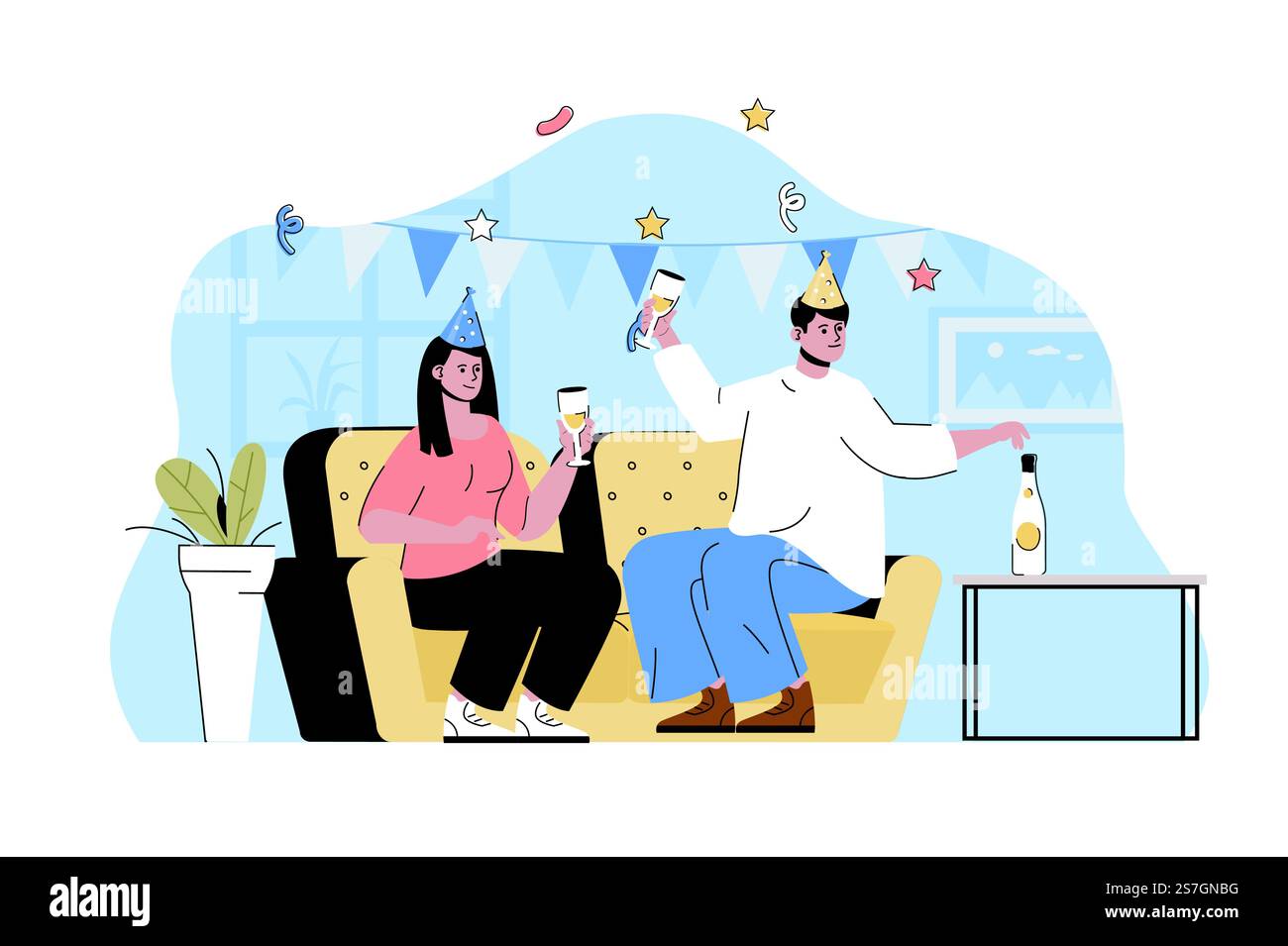 Evening drinking house party Stock Vector Images - Alamy