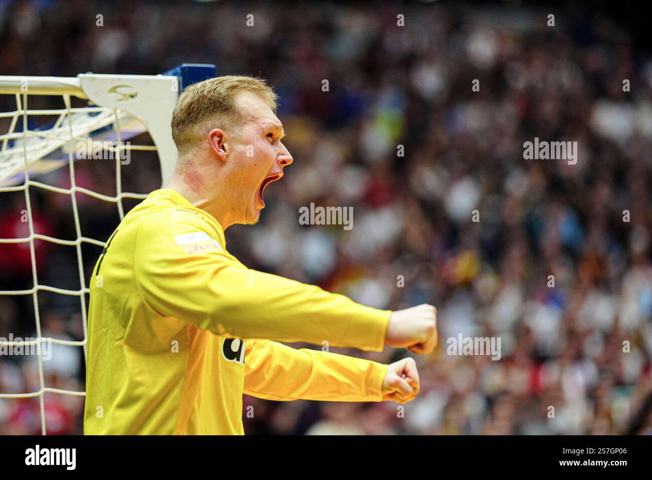 Jubel nach Parade David Spaeth (Deutschland, #01) DEN, Deutschland vs. Tschechien, Handball, IHF ...
