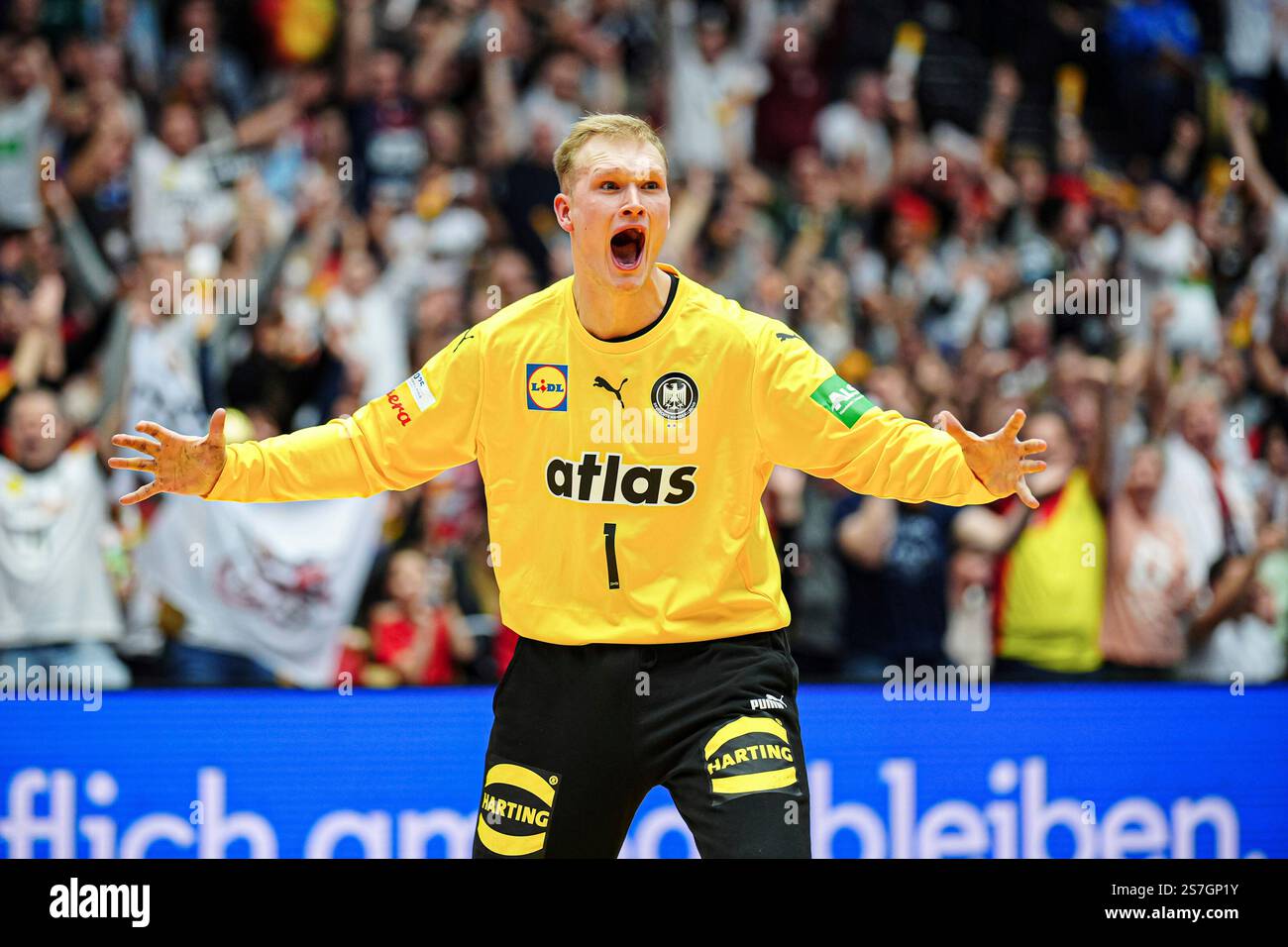 Torjubel David Spaeth (Deutschland, #01) DEN, Deutschland vs. Tschechien, Handball, IHF ...