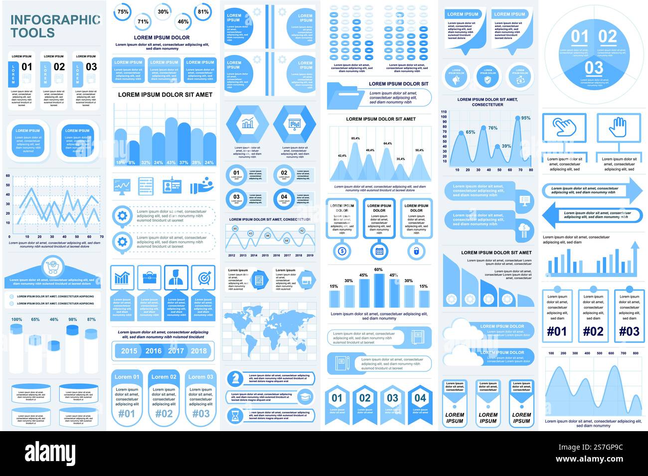 Bundle infographic elements data visualization vector design template ...