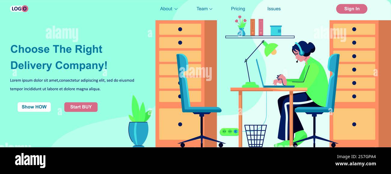 Choose The Right Delivery Company web banner concept. Call center ...